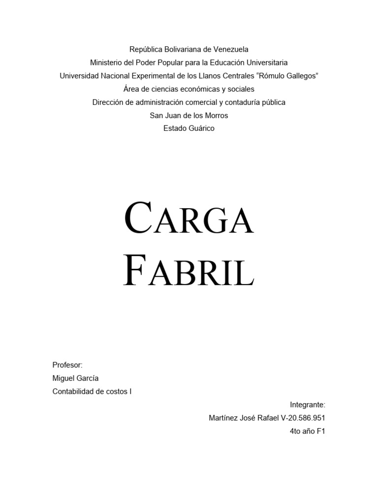 Carga Fabril | PDF | Importar | Contabilidad