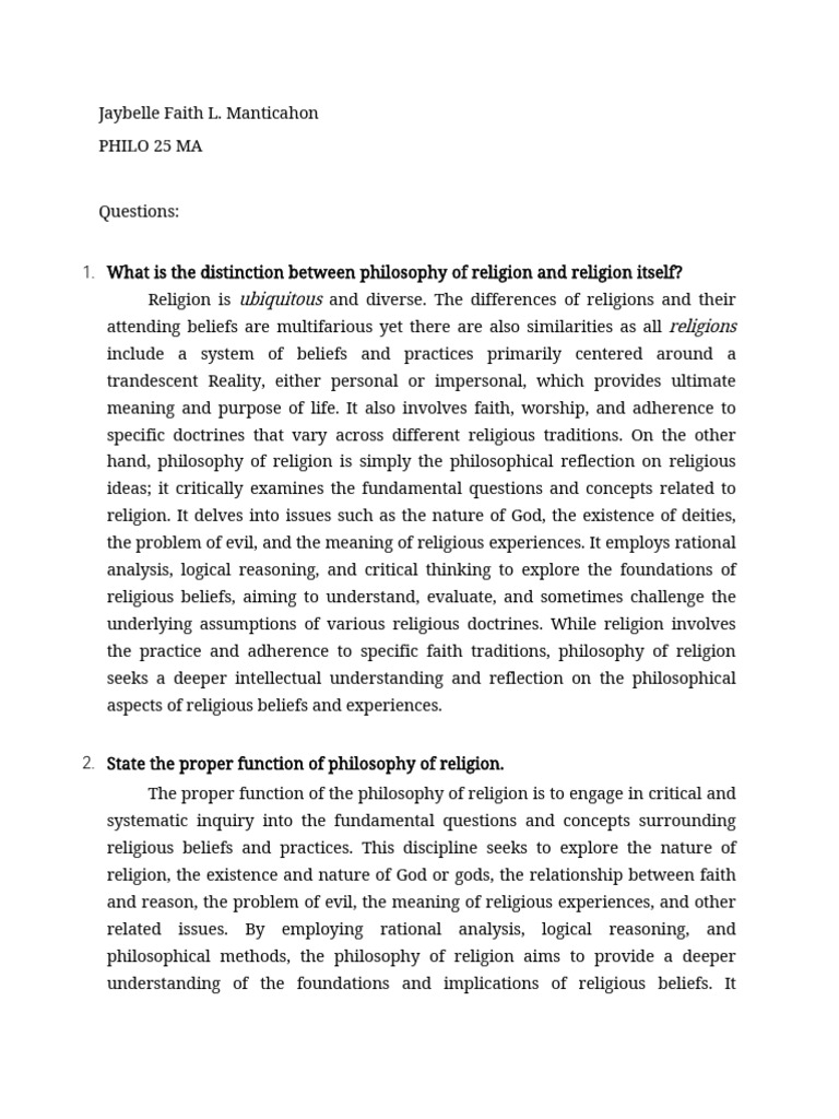 Activity 1 For Philo 25 | PDF | Faith | Philosophy Of Religion