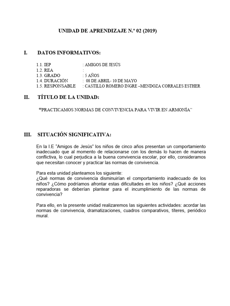 Formato Unidad de Aprendizaje Nº | Descargar gratis PDF | Evaluación | Aprendizaje