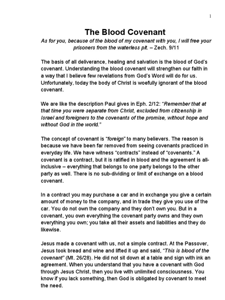 Understanding the Blood Covenant | PDF | Covenant (Biblical) | Wedding