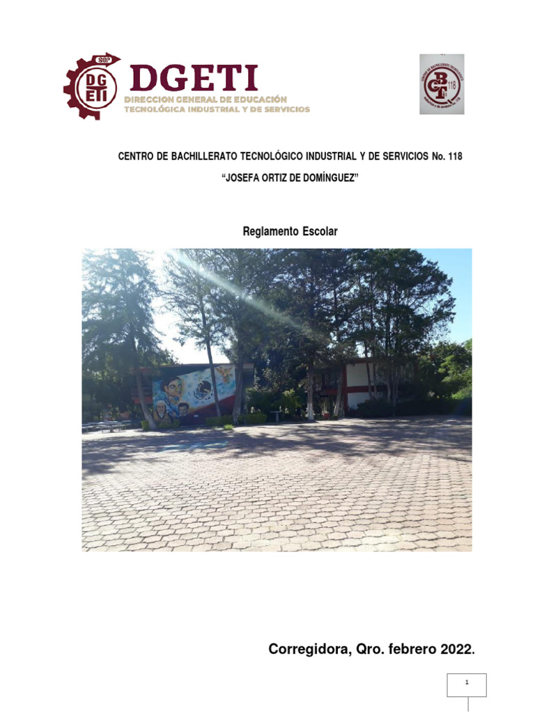 CBTis 118 REGLAMENTO ESCOLAR 2022 | PDF | Lavado de manos