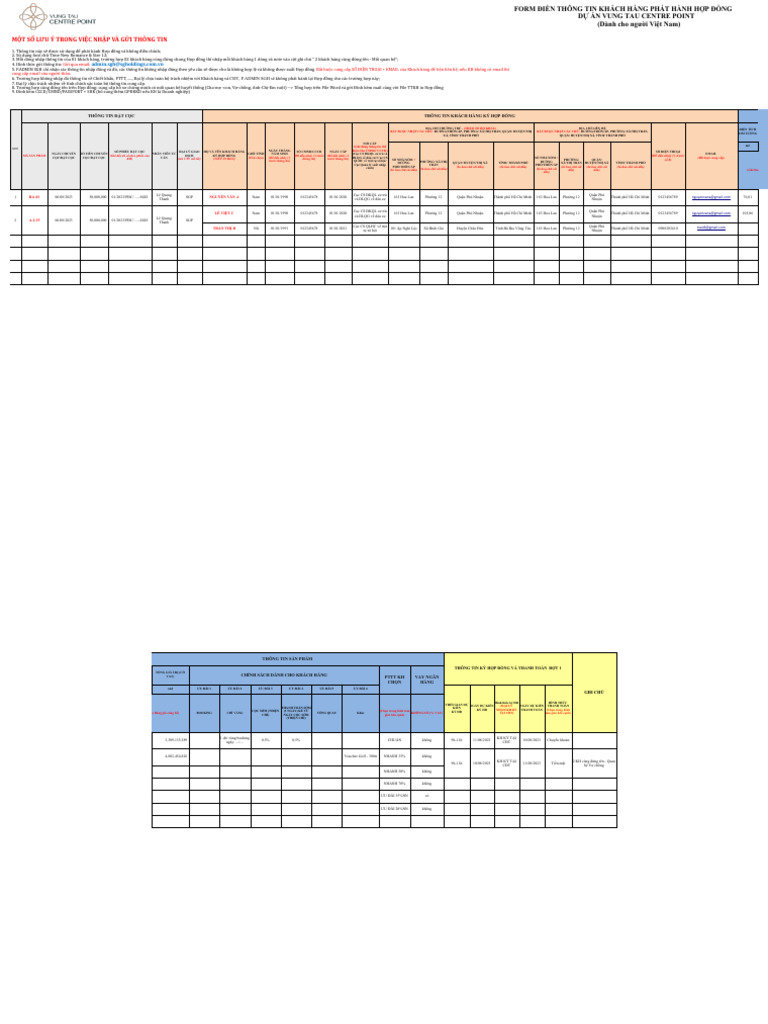 VTCP - GD3 - BM01 - Form Thong Tin KH Ky HD | PDF