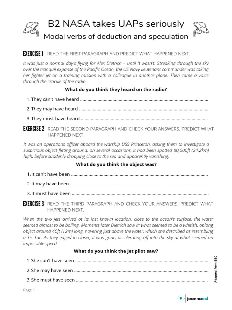 b2 Nasa Takes Uaps Seriously Lesson Plan Teachers Notes | PDF ...