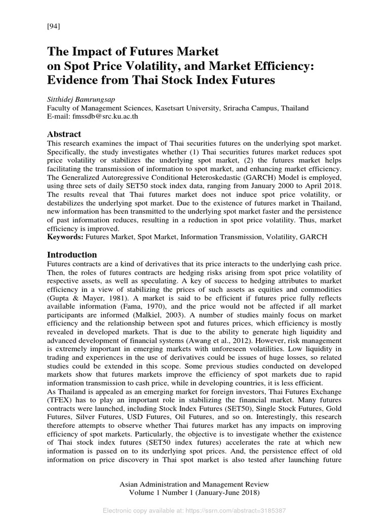 Thai Futures Market Impact on Spot Prices | PDF | Futures Contract ...