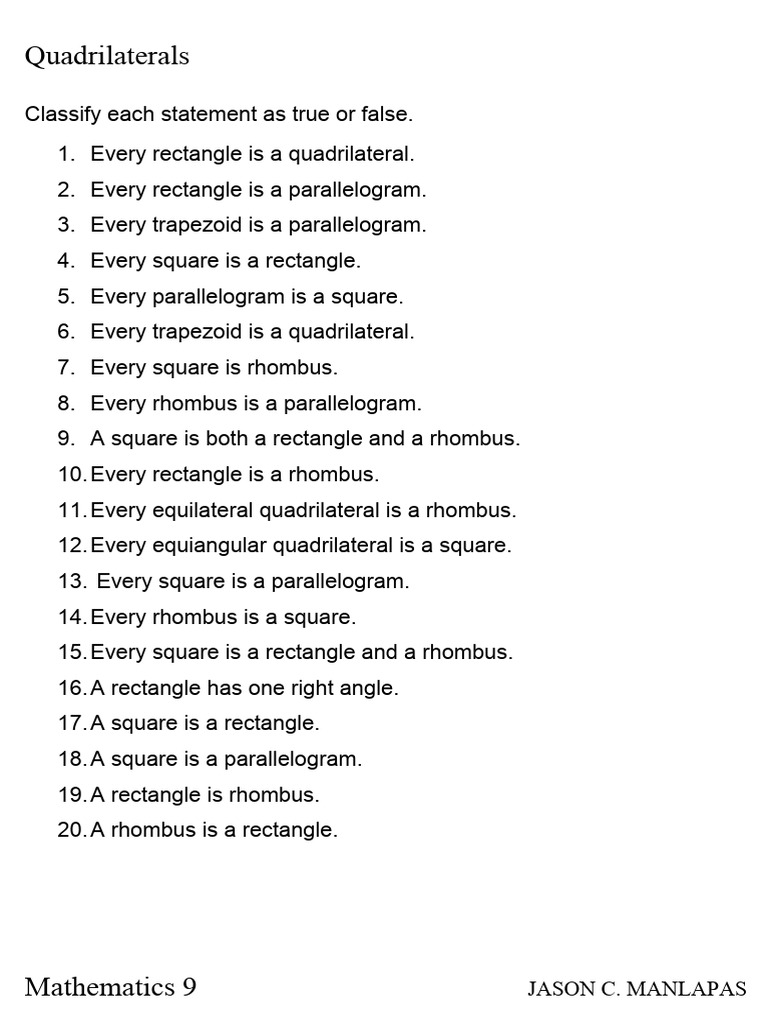 Quadrilaterals | Download Free PDF | Rectangle | Euclid