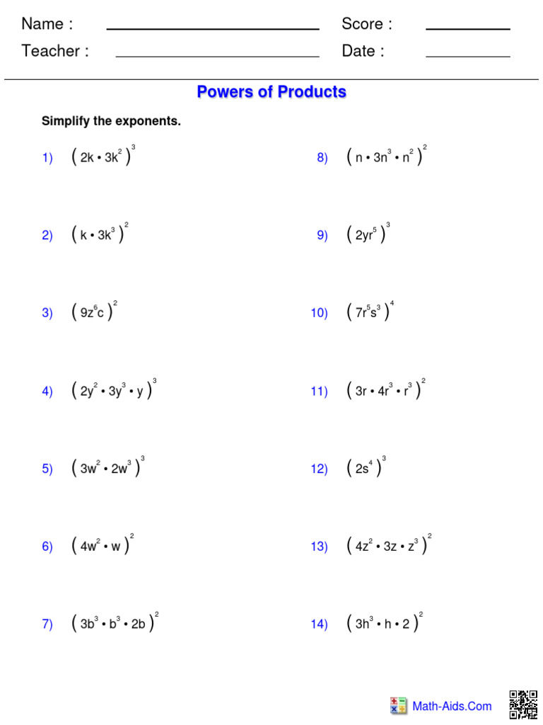 Simplifying Powers of Products in Math | PDF