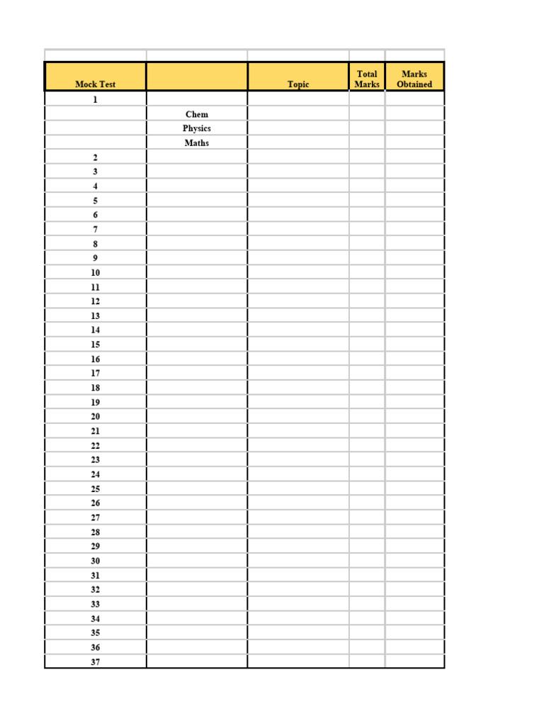 Test Analysis Sheet For JEE | Download Free PDF | Velocity | Newton's ...
