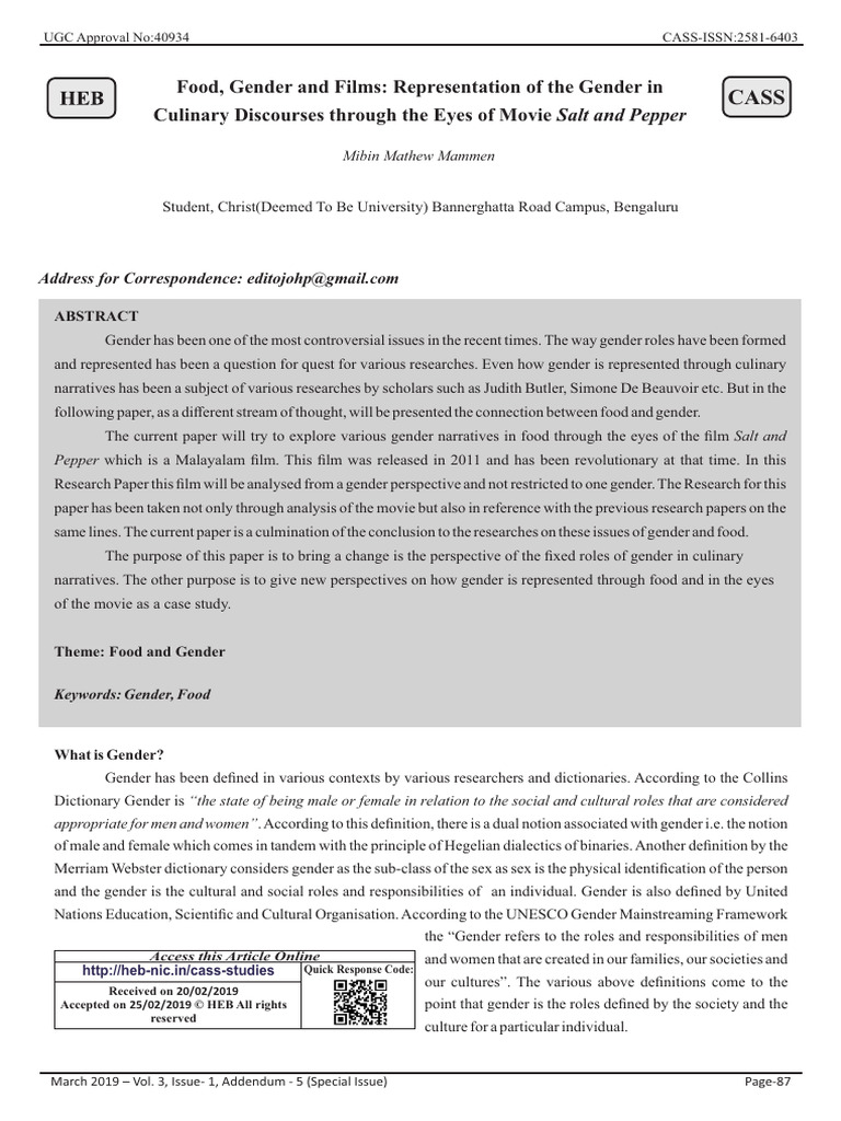 Food Gender and Films Representation of | PDF | Gender | Gender Studies
