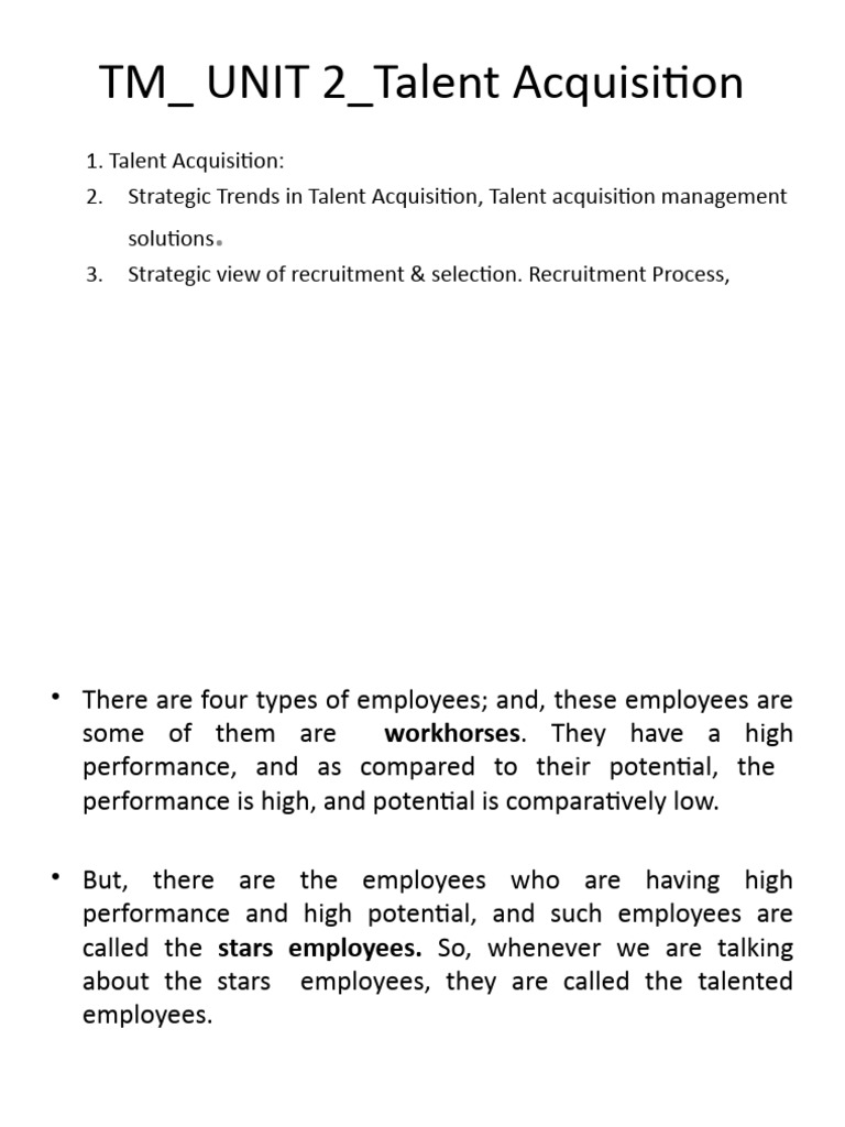 TM - UNIT 2 - Talent Acquisition | PDF | Recruitment | Artificial Intelligence