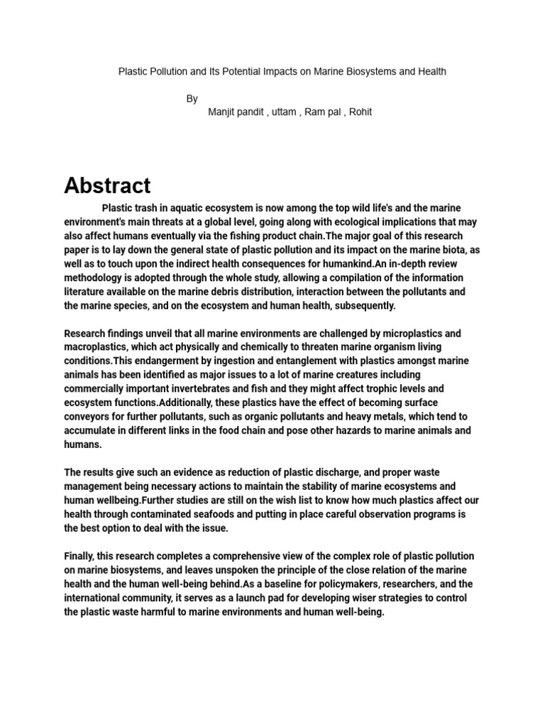 Impact of Plastic Pollution on Marine Health | PDF | Pollution | Mangrove