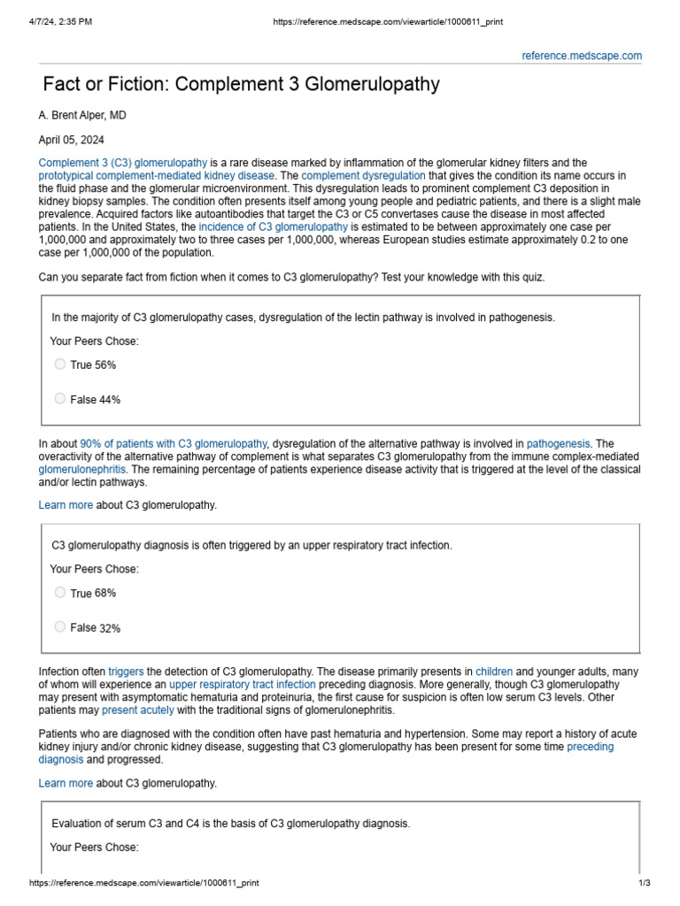 C3 Glomerulopathy | PDF | Complement System | Medical Specialties
