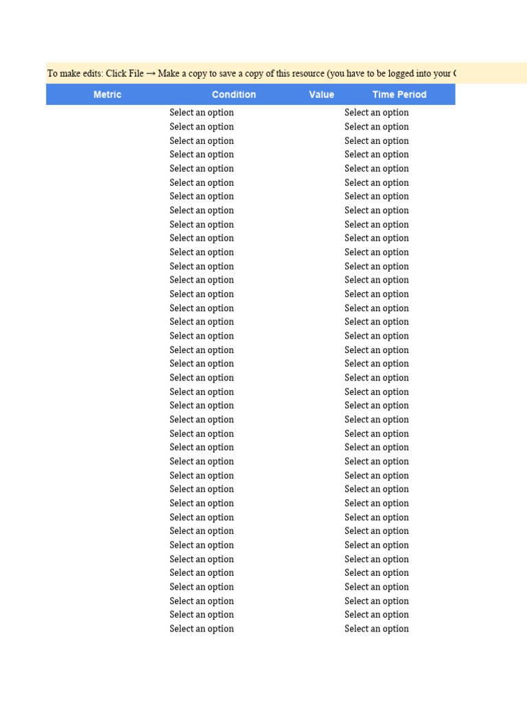 Template 030 - Google Analytics Alerts Planning Worksheet | PDF ...