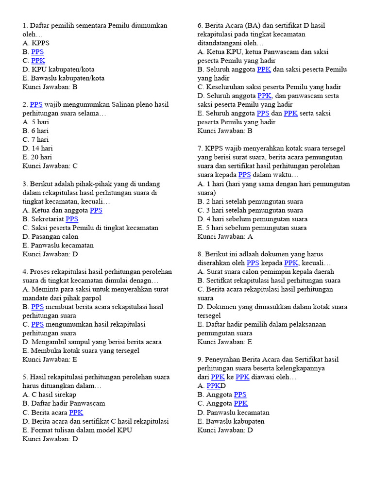 Soal PPK Tes | PDF