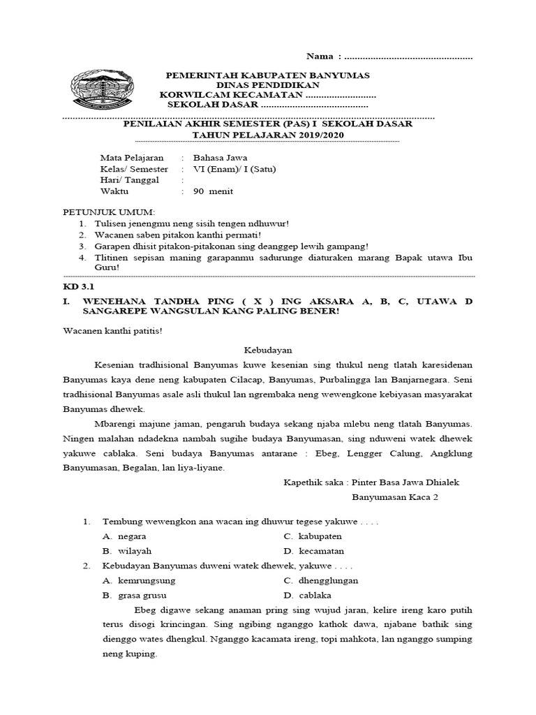 Kelas 6 B.Jawa K 13 | PDF