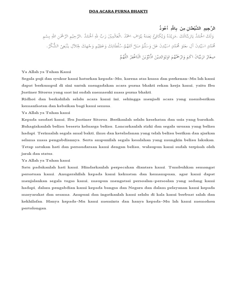 Doa Acara Purna Bhakti | PDF | Agama & Spiritualitas