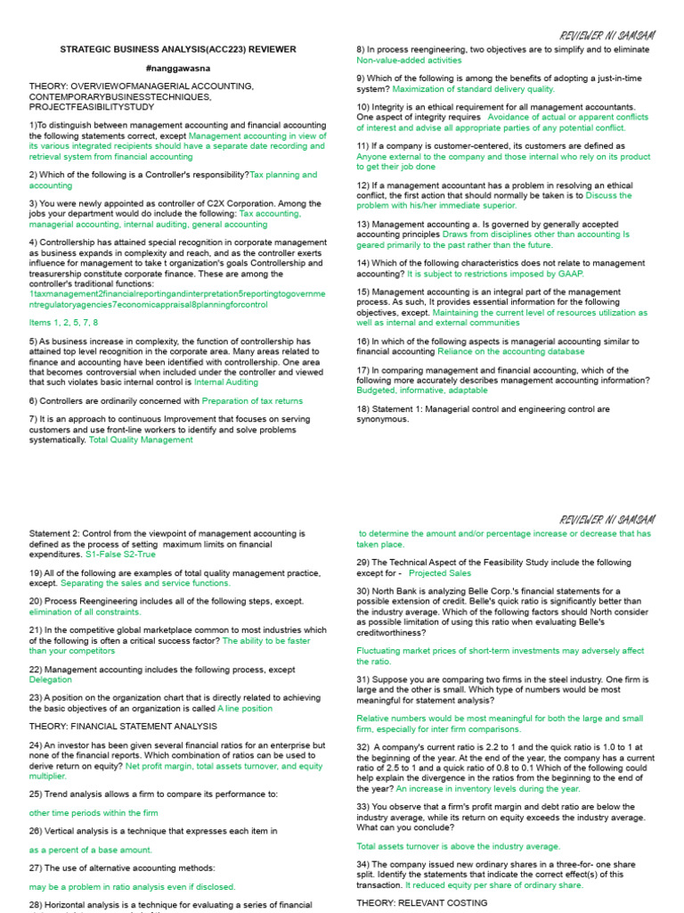 Final Exam Reviewer in Sba | PDF | Accounting | Management Accounting