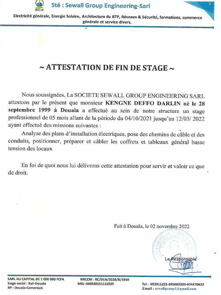 Attestation SGE | PDF