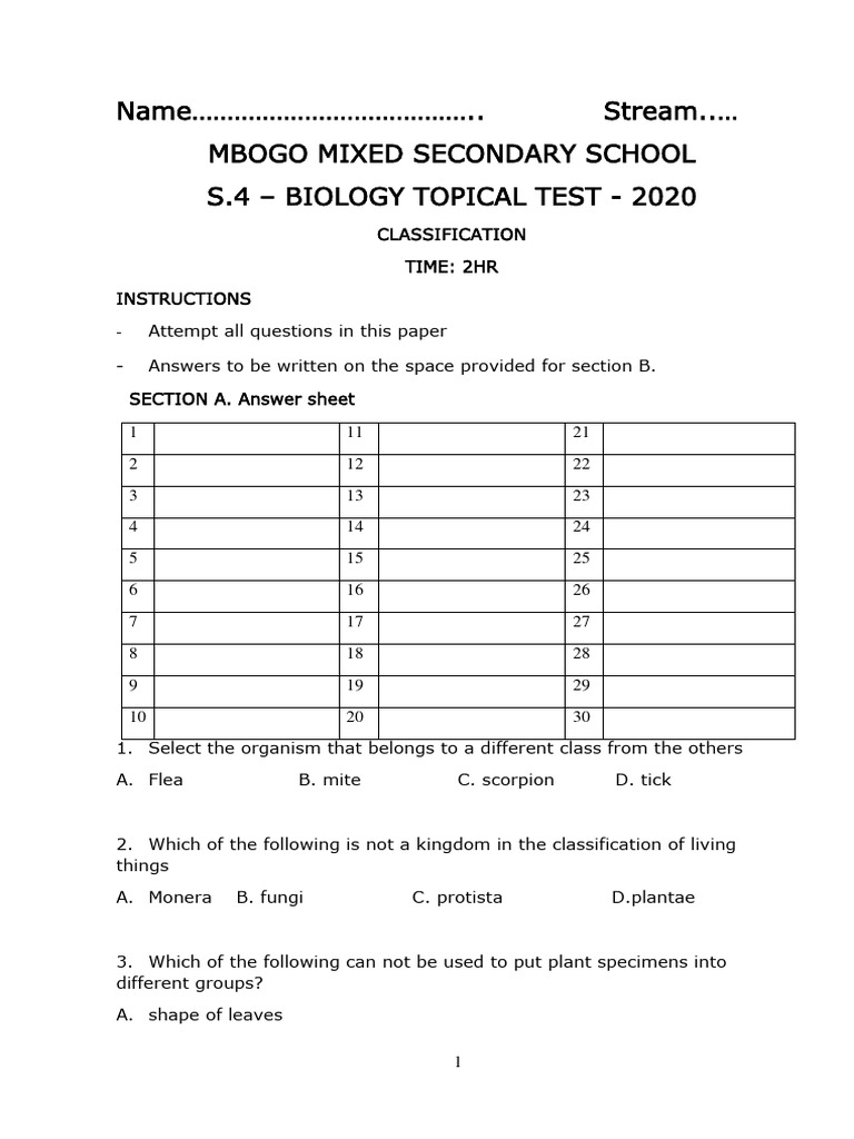 Key Plant Characteristics in Biology Test | PDF | Plant Stem | Leaf