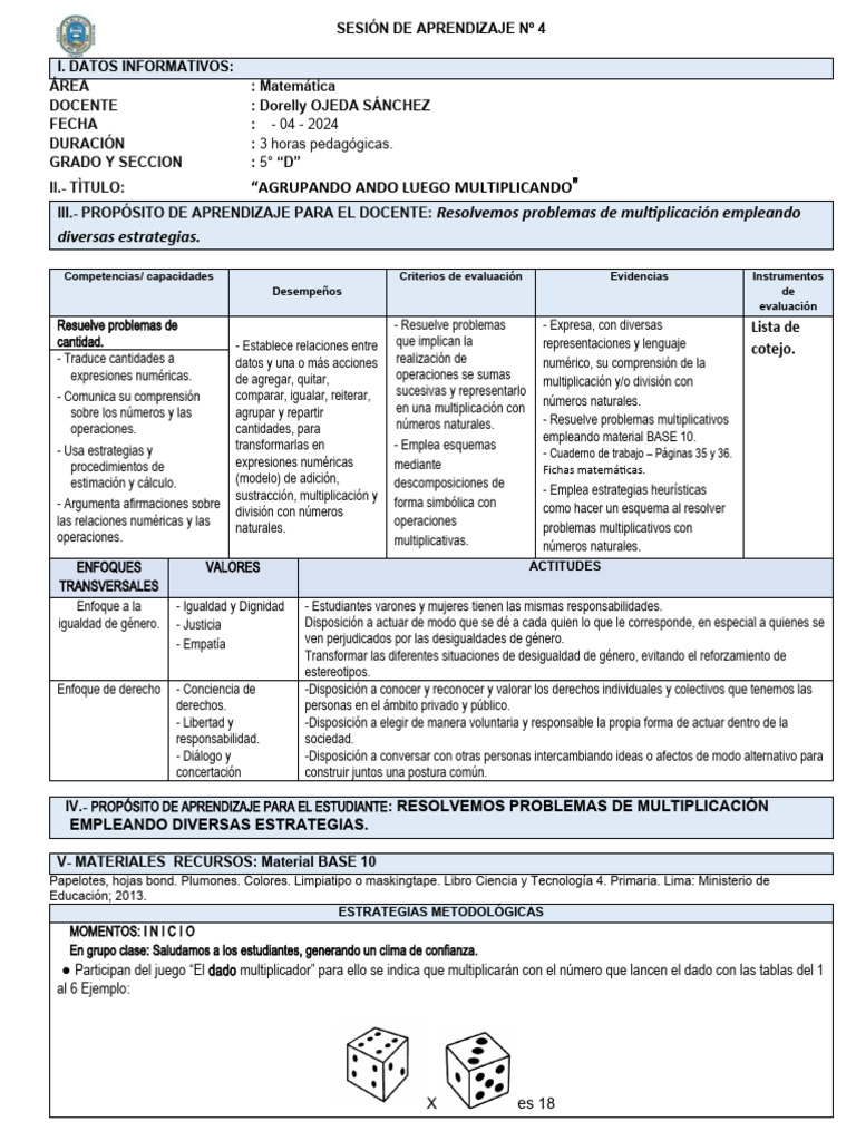 Mat 4 Agrupando Ando Luego Multiplicando | PDF | Multiplicación | Evaluación