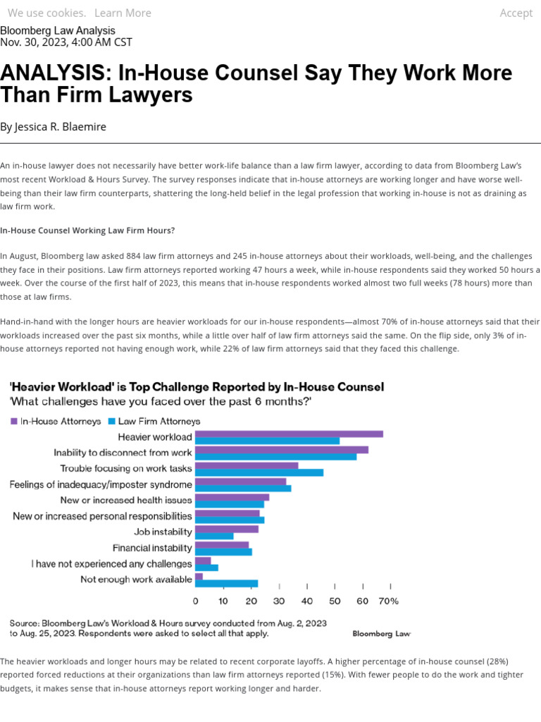 In-House v. Law Firm Comparison | PDF | Law Firm | Lawyer
