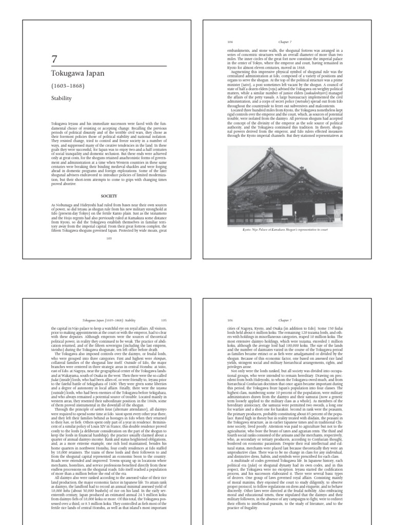Tokugawa Japan: (1603-1868) Stability | PDF | Shogun | Japanese People
