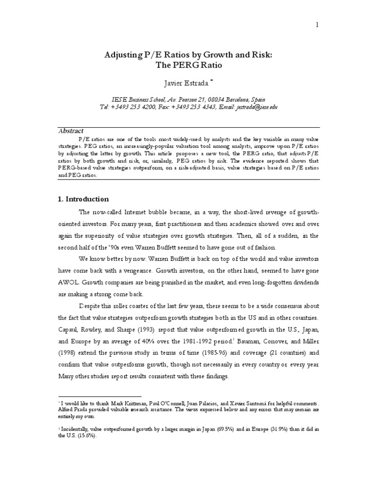 The PERG Ratio | PDF | Sharpe Ratio | Beta (Finance)