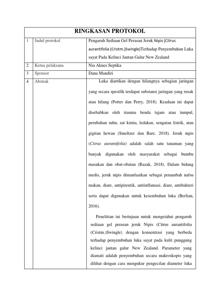 RINGKASAN-PROTOKOL NiaAknesSeptika | PDF