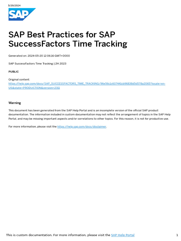 SAP Best Practices For SAP SuccessFactors Time Tracking | Download Free ...