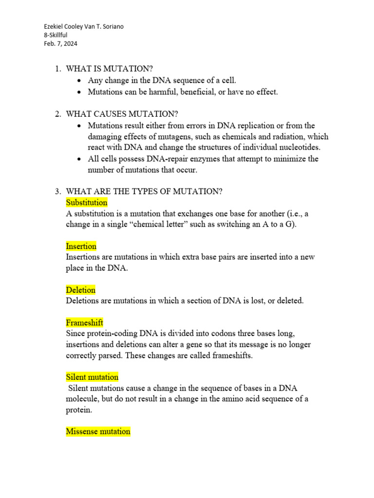 WHAT IS MUTATION | PDF | Mutation | Point Mutation