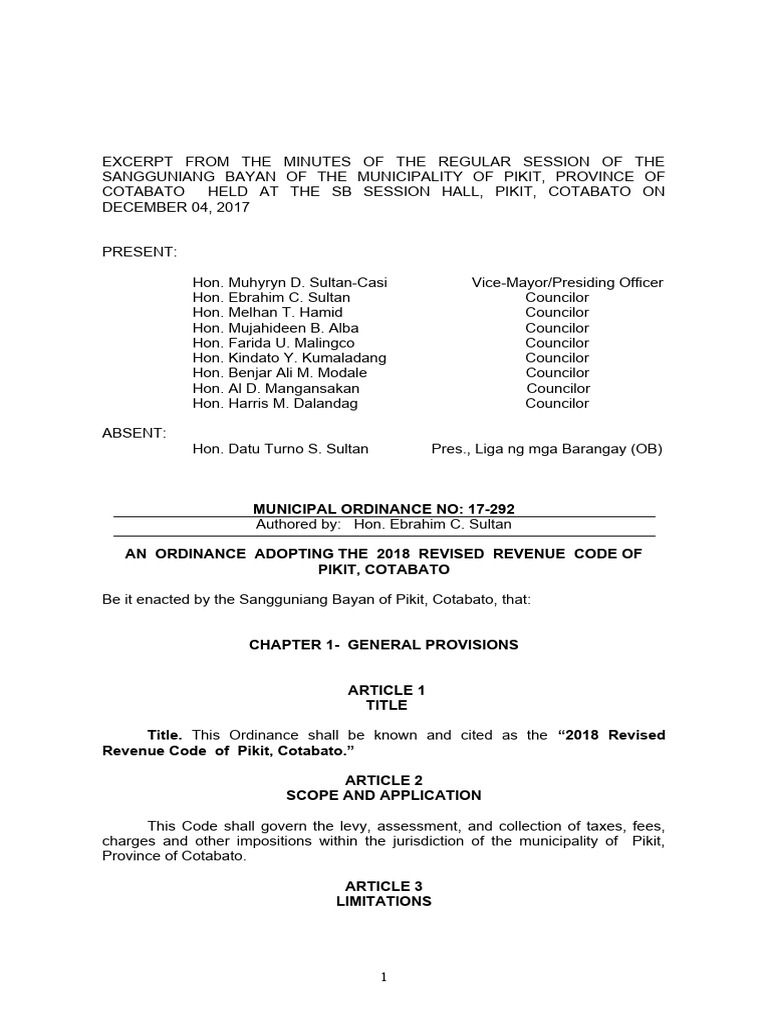 17-292 Revised Revenue Code 2018 | PDF | Taxes | Partnership