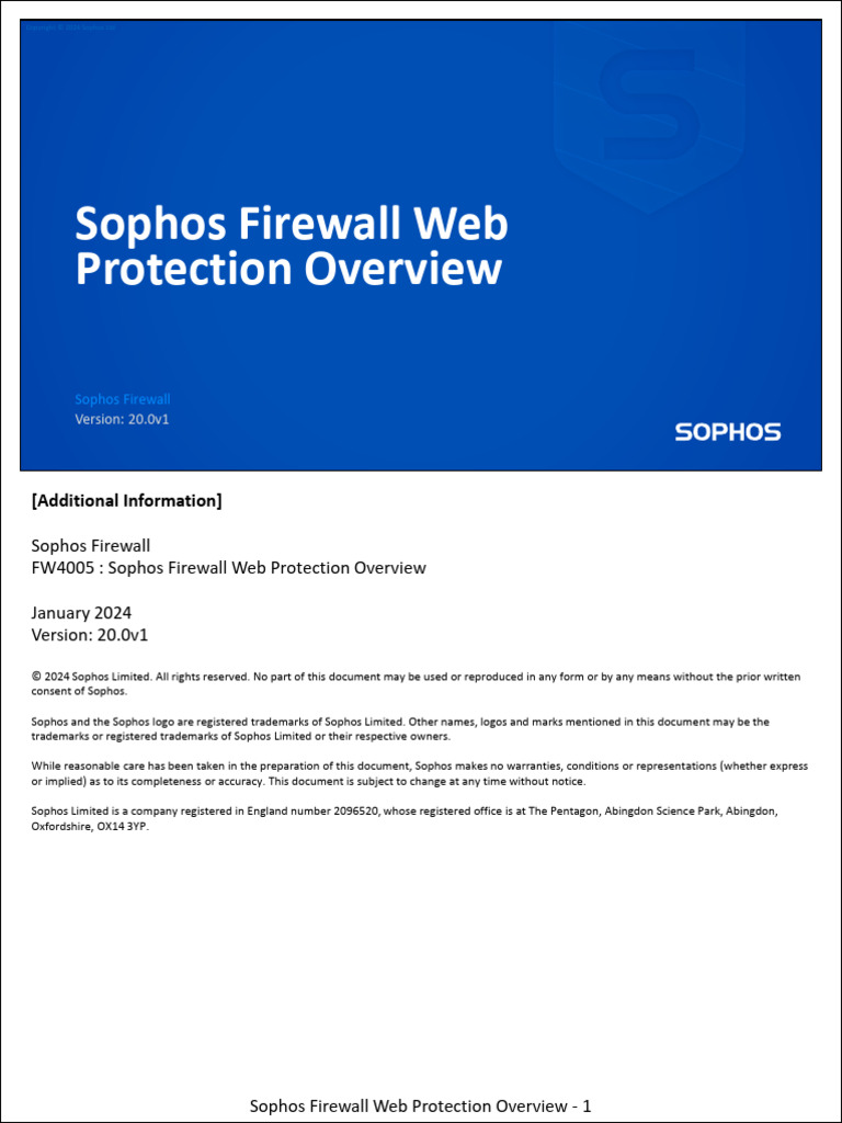 FW4005 20.0v1 Sophos Firewall Web Protection Overview | Download Free PDF | Proxy Server | World ...