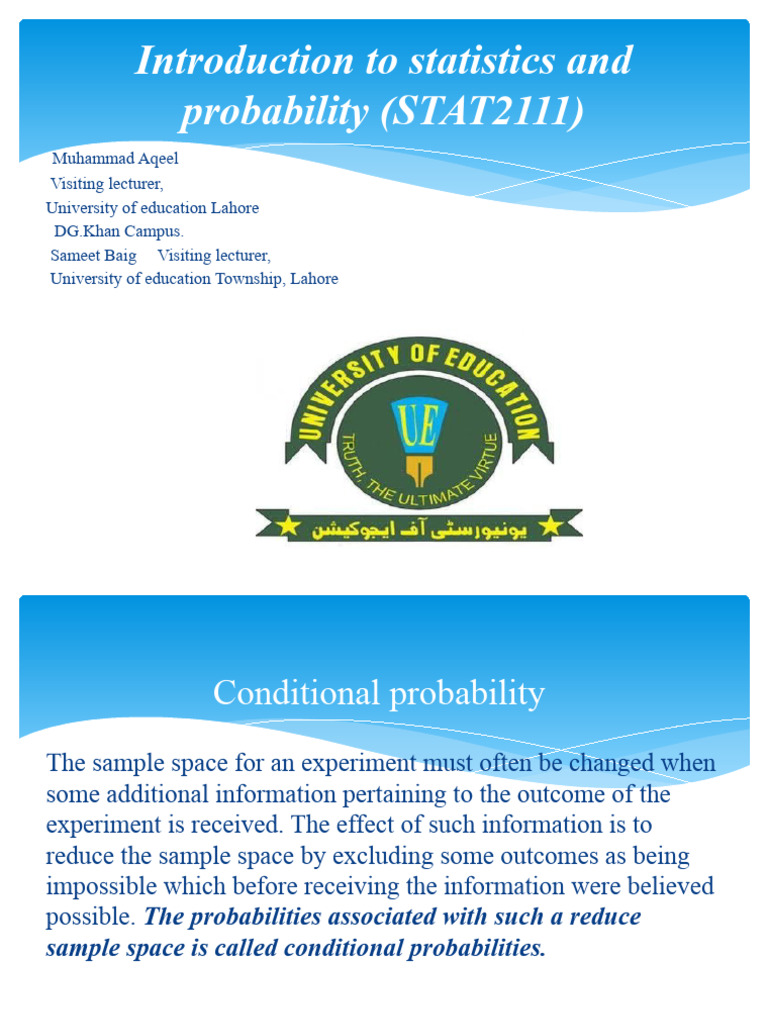 Lec-20-Conditional Probability-1 | PDF | Probability | Sampling (Statistics)