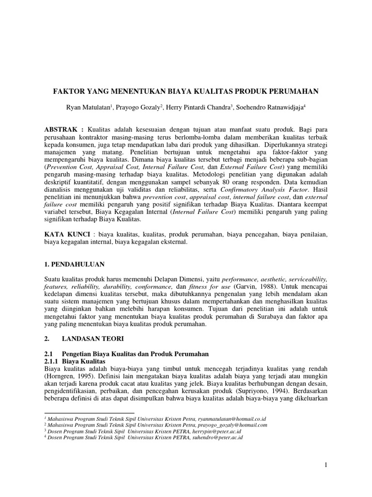 ID Faktor Yang Menentukan Biaya Kualitas PR | PDF | Bisnis