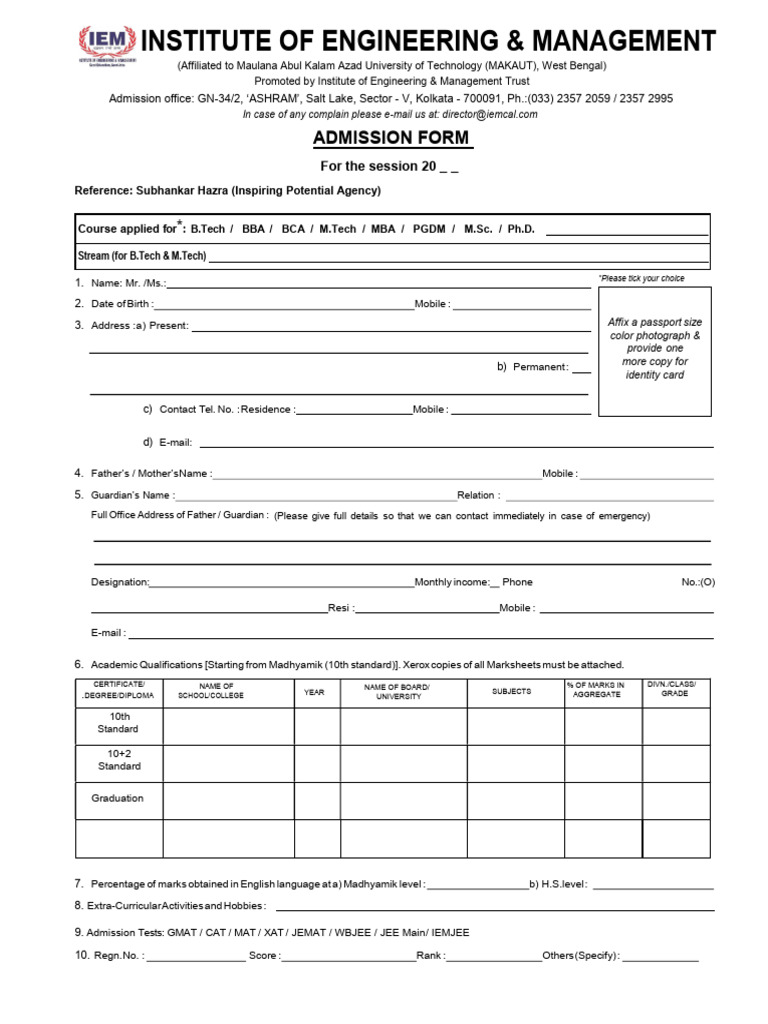 IEM form | PDF | University And College Admission