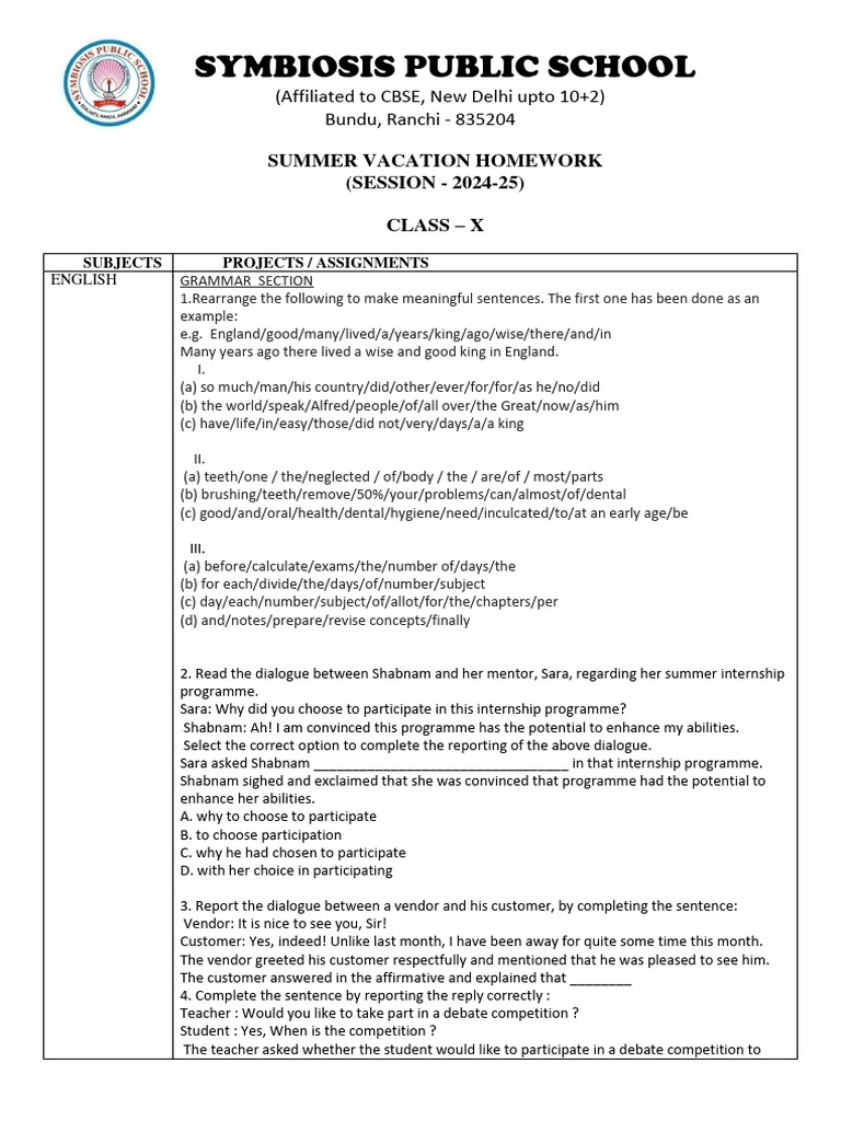 Class - 10 Holiday Homework | PDF | Equations | Mirror