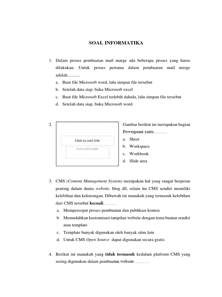 Soal Informatika | PDF | Seni | Komputer