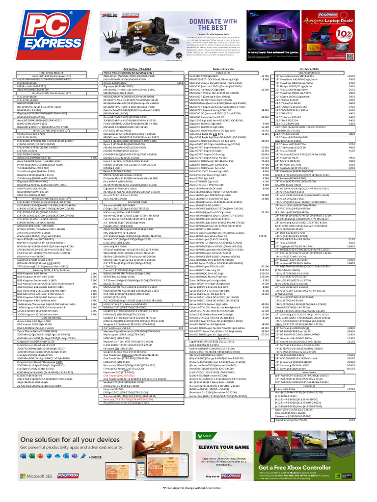 PC Express Price List February 2024 | PDF | Computer Hardware | Computing