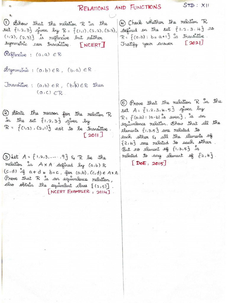 Relations & Functions | PDF