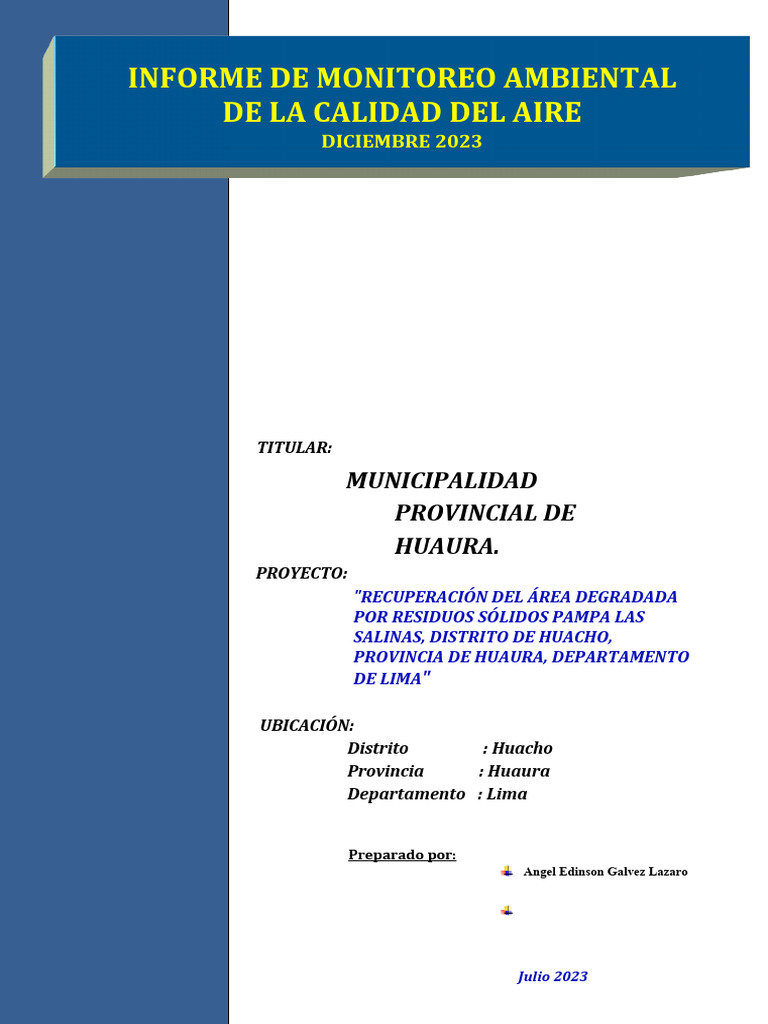 Informe de Monitoreo Ambiental de La Calidad Del Aire | PDF | La contaminación del aire | Partículas