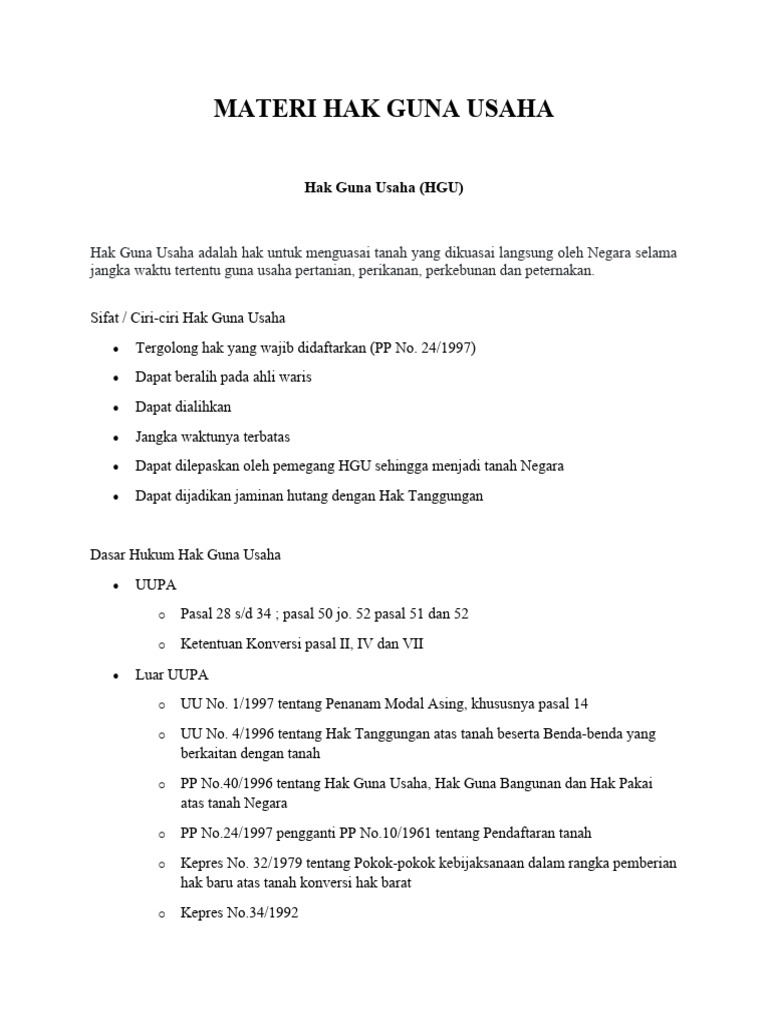 Materi Hak Guna Usaha | PDF