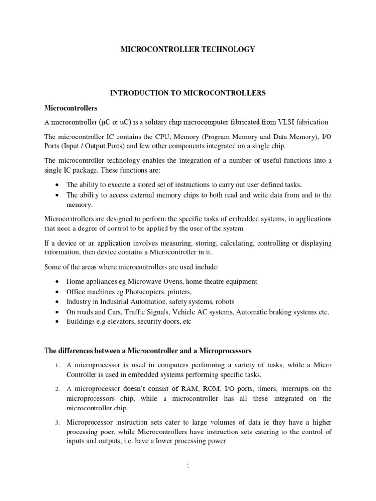 MICROCONTROLLER TECHNOLOGY | PDF | Microcontroller | Analog To Digital Converter