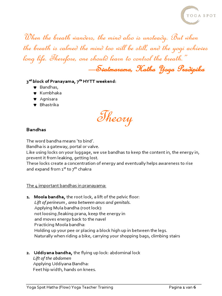 Agnisara-Bhastrika-Bandhas-and-Kumbhaka | PDF | Hatha Yoga | Breathing