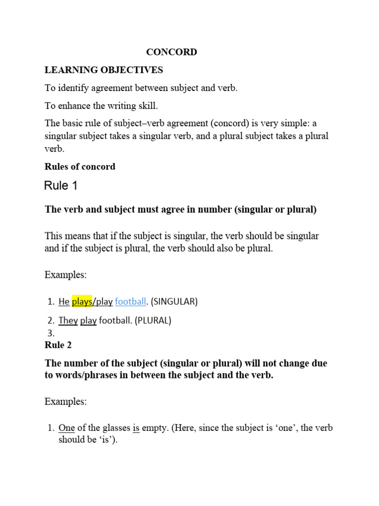 Concord | PDF | Grammatical Number | Plural
