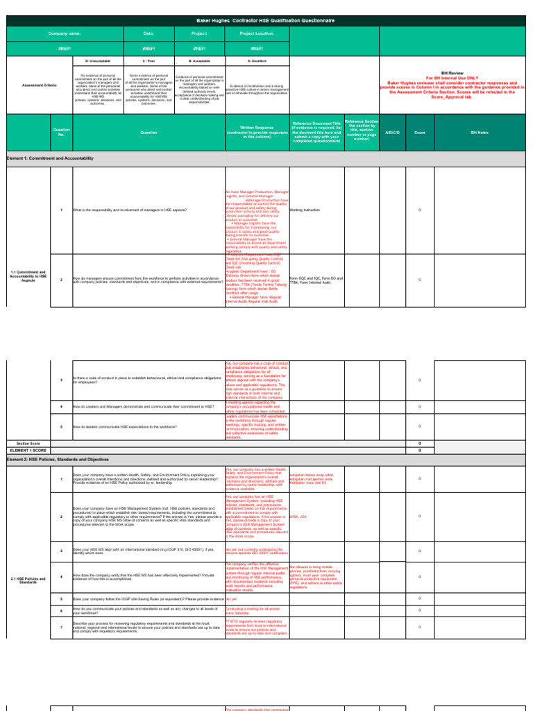 Revision HSE Questionnaire | Download Free PDF | Regulatory Compliance | Safety