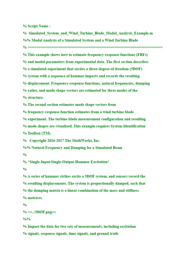 Simulated System and Wind Turbine Blade Modal Analysis Example | PDF ...