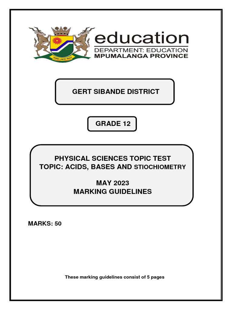 Topic Test Memo (Acids and Bases 2023) - 1 - 240511 - 193034 | PDF ...