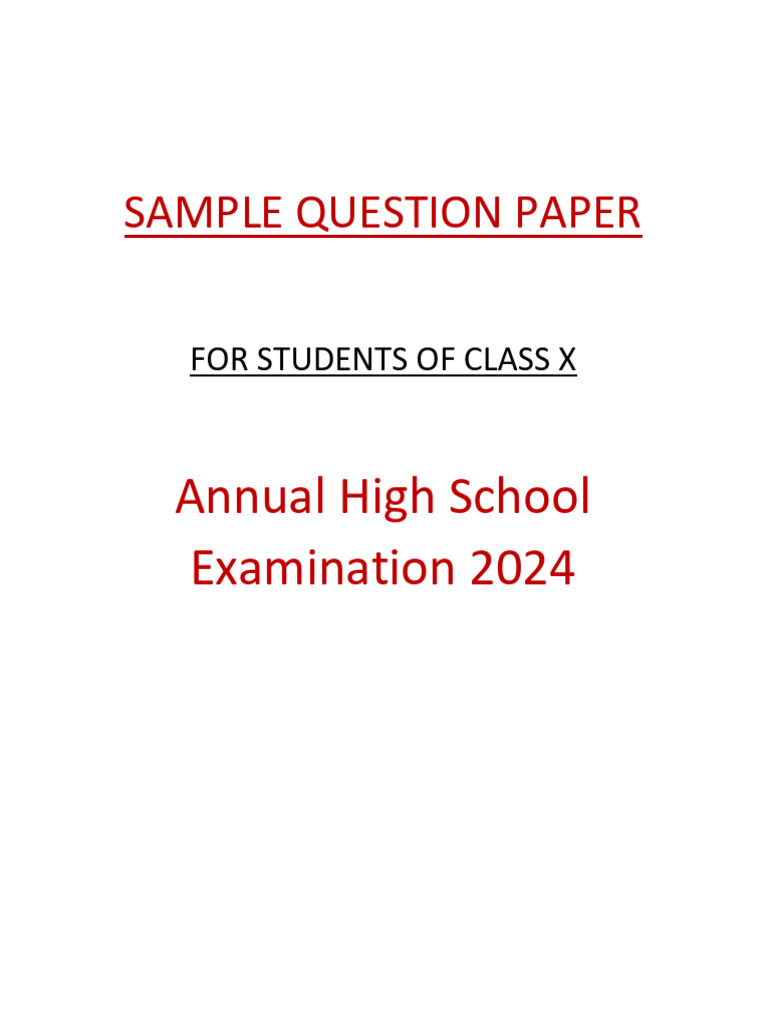 Sample Question Paper - Class X Students | PDF