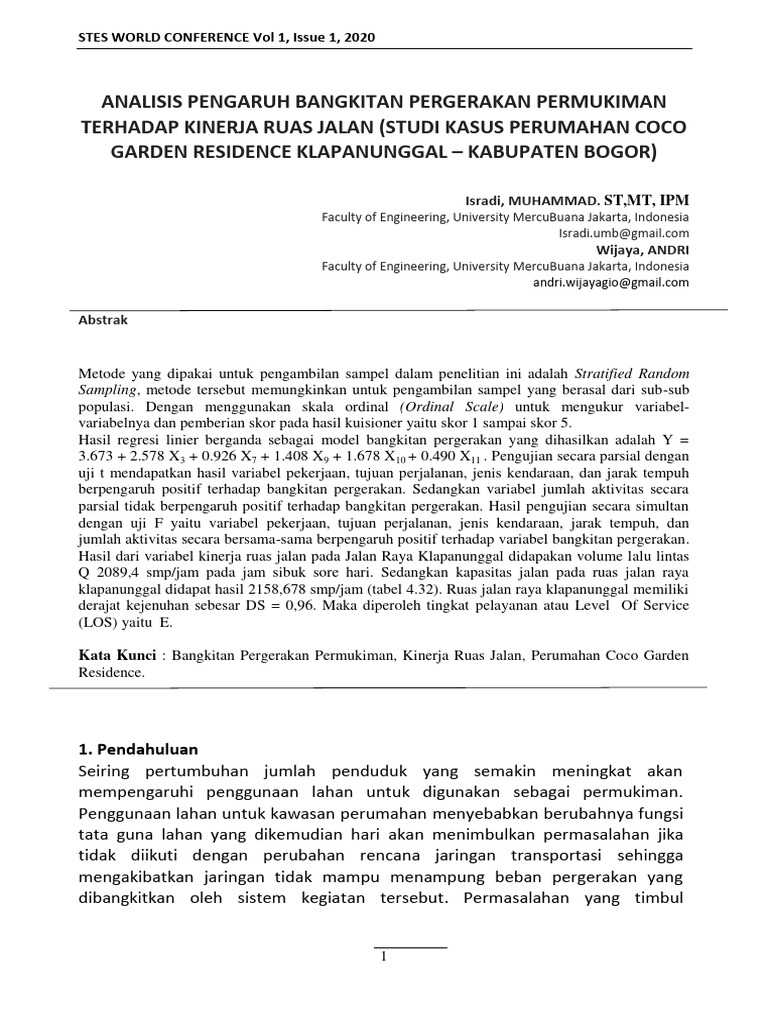 Analisis Pengaruh Bangkitan Pergerakan P | PDF
