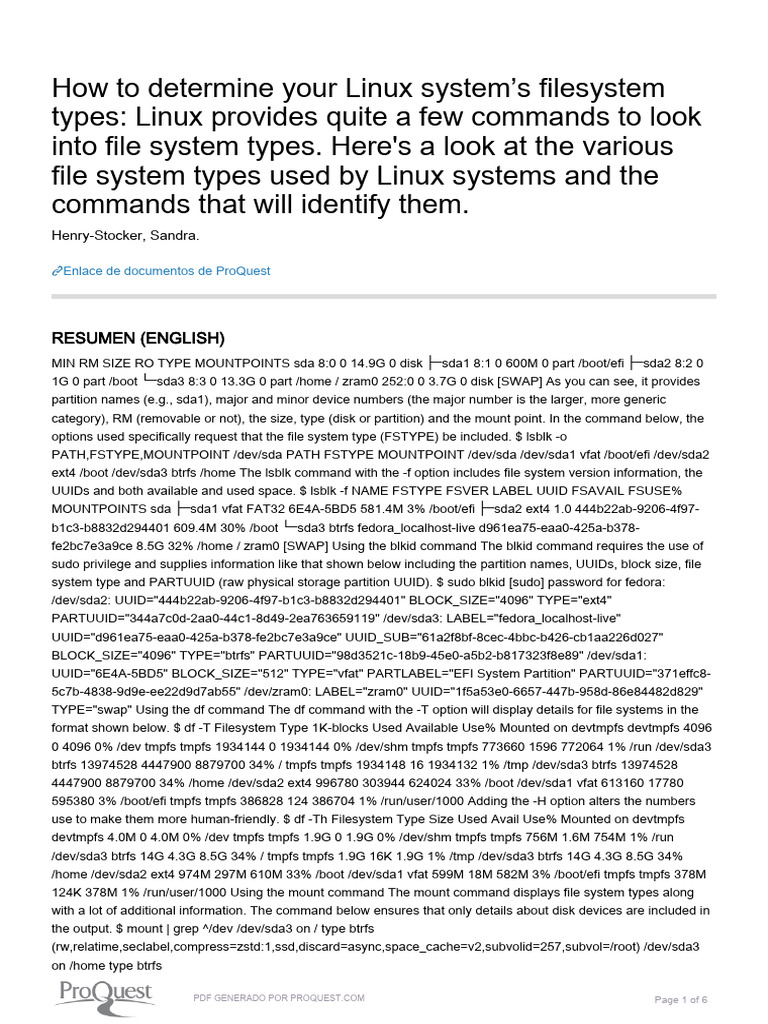 Identify Linux Filesystem Types Easily | PDF | File System | Information Retrieval