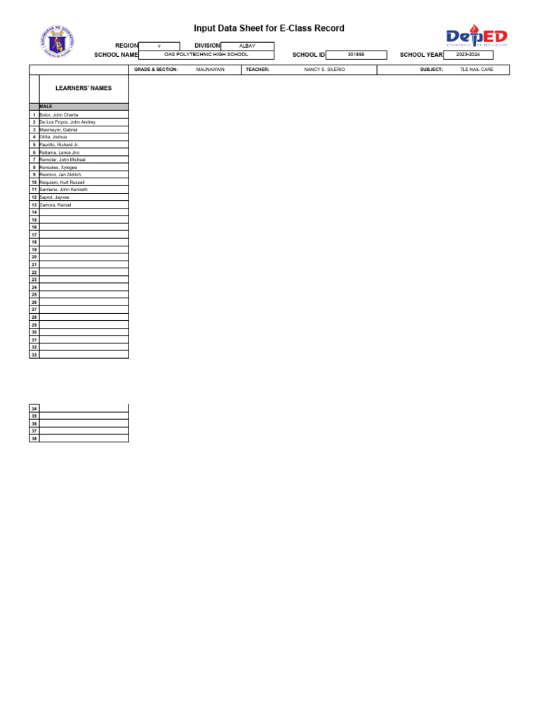 TLE 10 Cookery Q3Eclass Record 2023 2024 | PDF